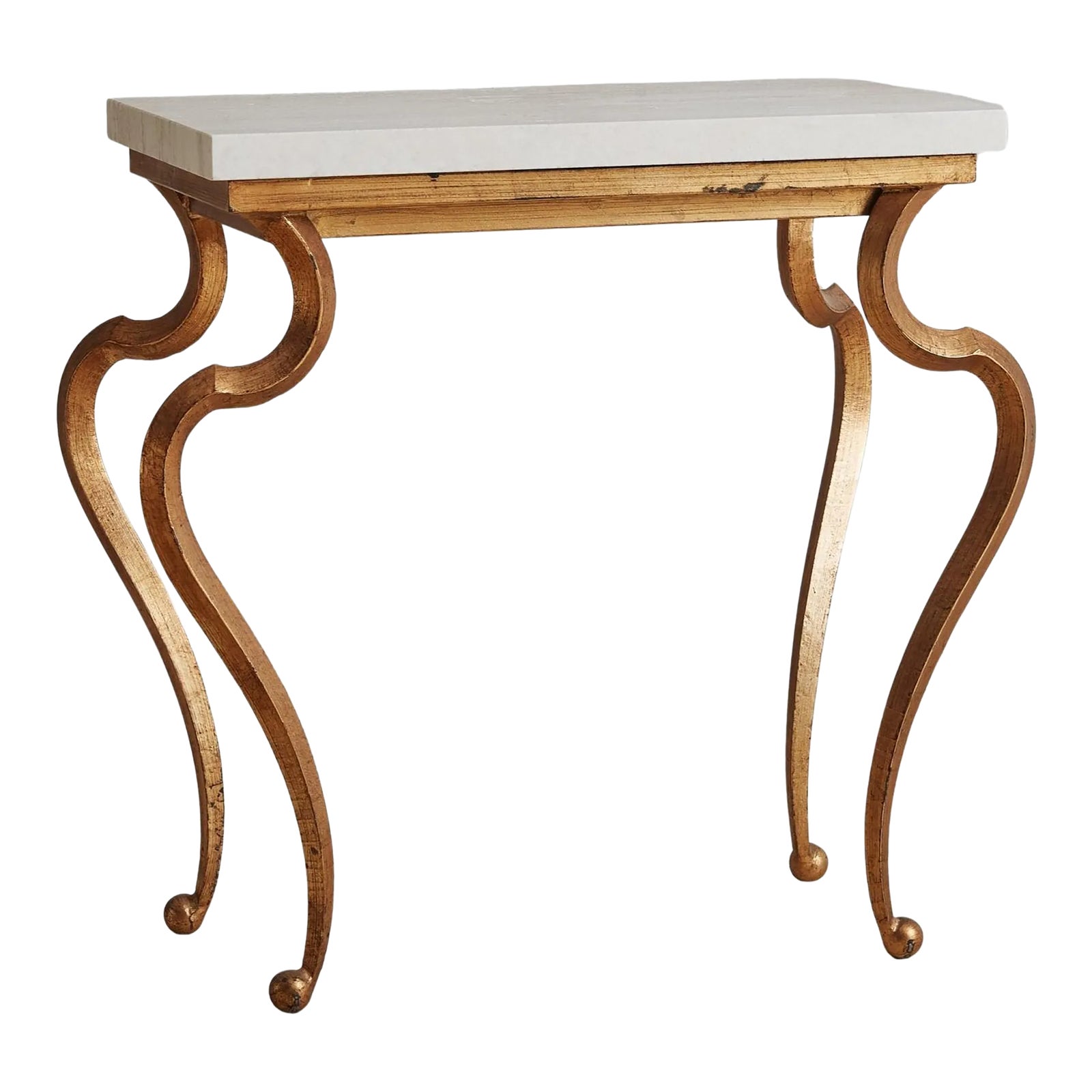 Bronze Console Table with Travertine Top, France 20th Century | Chairish