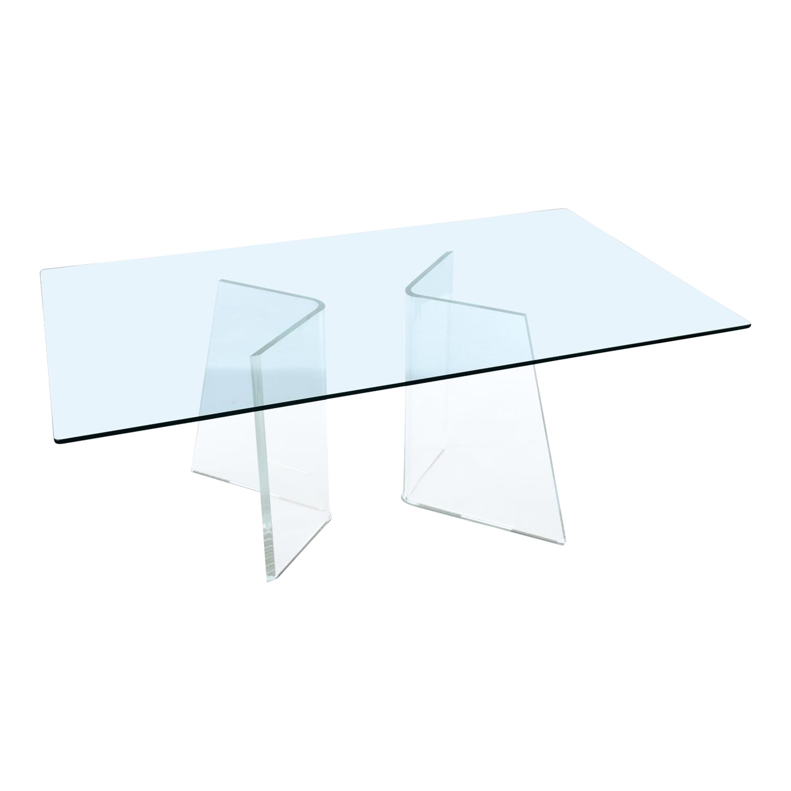 Post Modern Rectangular Glass Dining Table With Asymmetric Angled ...