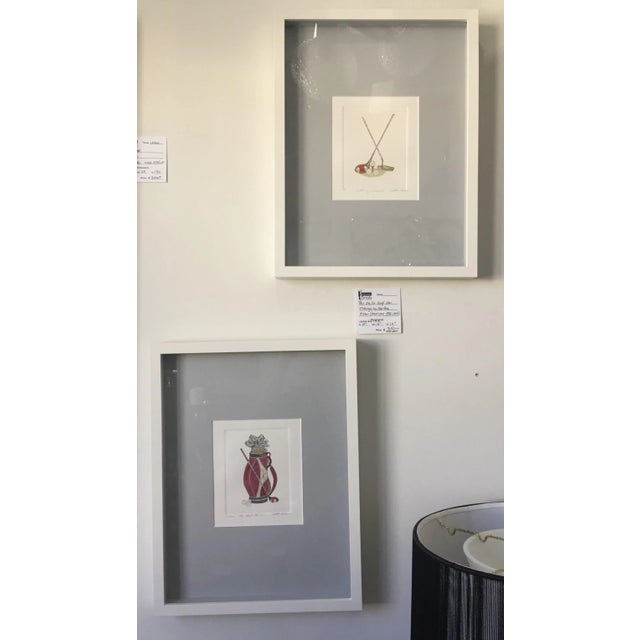 Late 20th Century Golf Motif Colored Etchings by Martha Hinson - a Pair ...