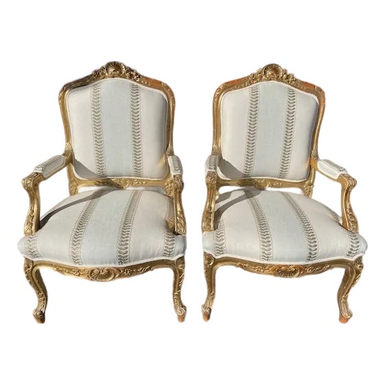 Pair of 19th C. Louis XV Arm Chairs | Chairish