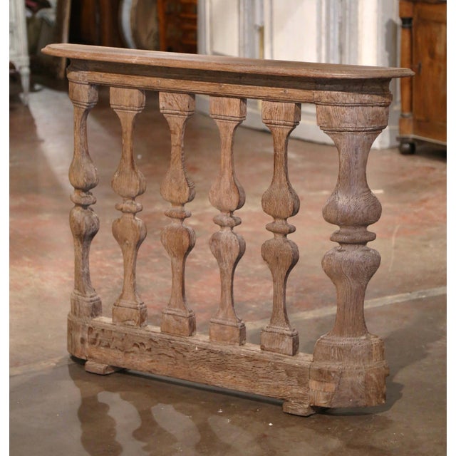 19th Century French Carved Bleached Oak Balustrade Console Table | Chairish