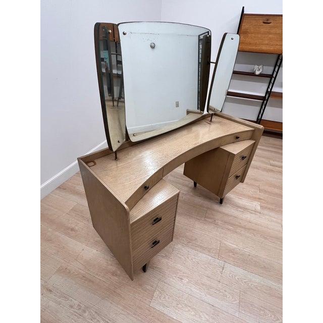 1950s Mid Century Triple Mirror Vanity by Harris Lebus | Chairish