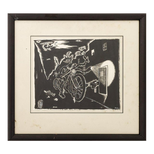 Rick Prol "Night Hunter" India Ink on Paper, 1999 | Chairish