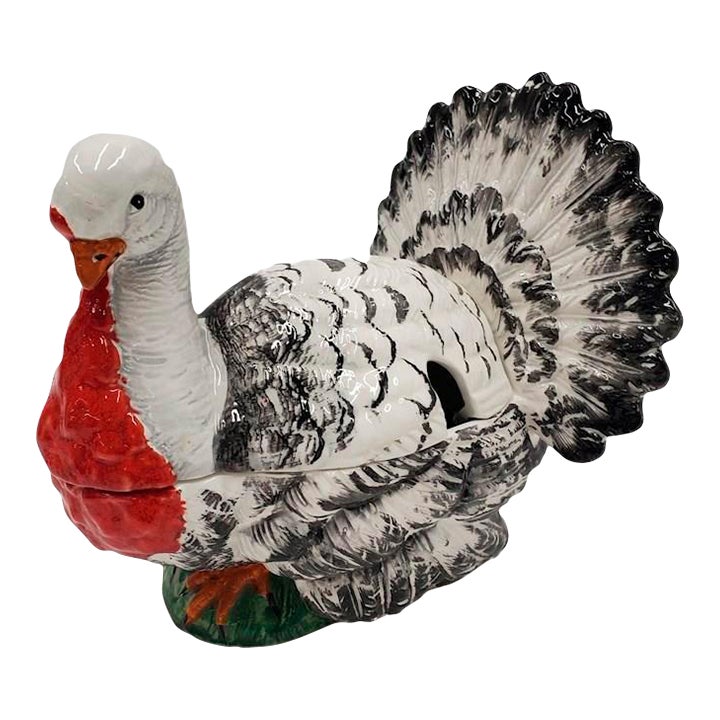 Mid 20th Century Vintage Majolica Hand-Painted Turkey Tureen Made in ...