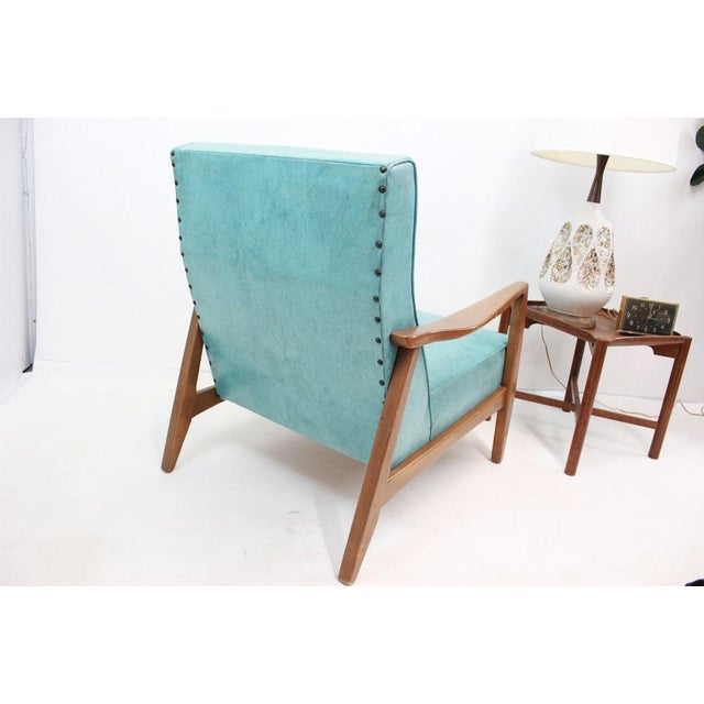 Mid Century Modern Turquoise Vinyl Chair | Chairish