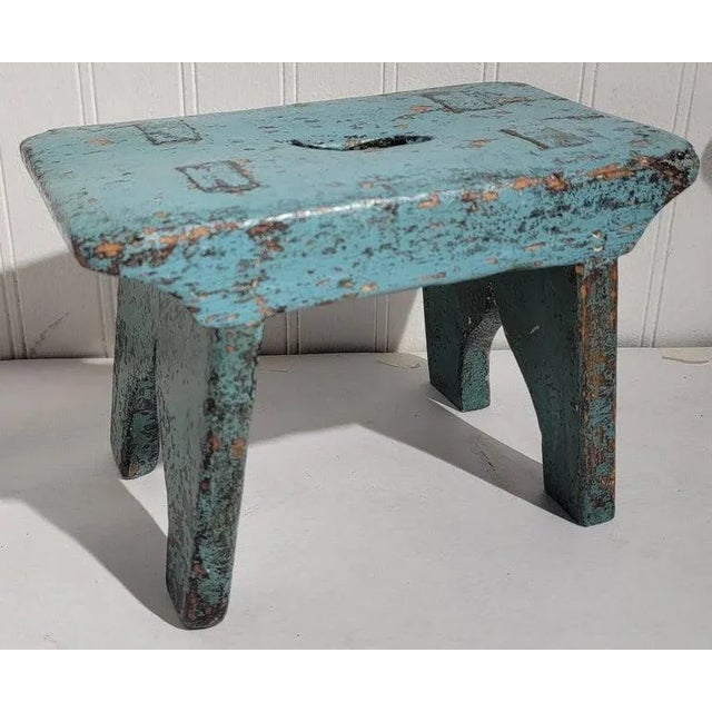 19Thc Original Robin Egg Blue Child's Stool | Chairish