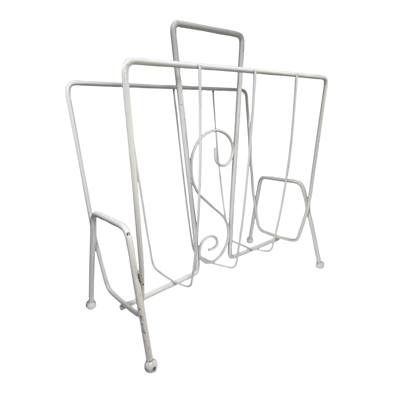 1950s Metal Atomic Magazine Rack | Chairish