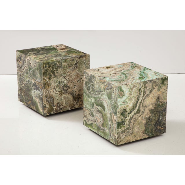Spectacular Honed Onyx Cube Tables - A Pair | Chairish
