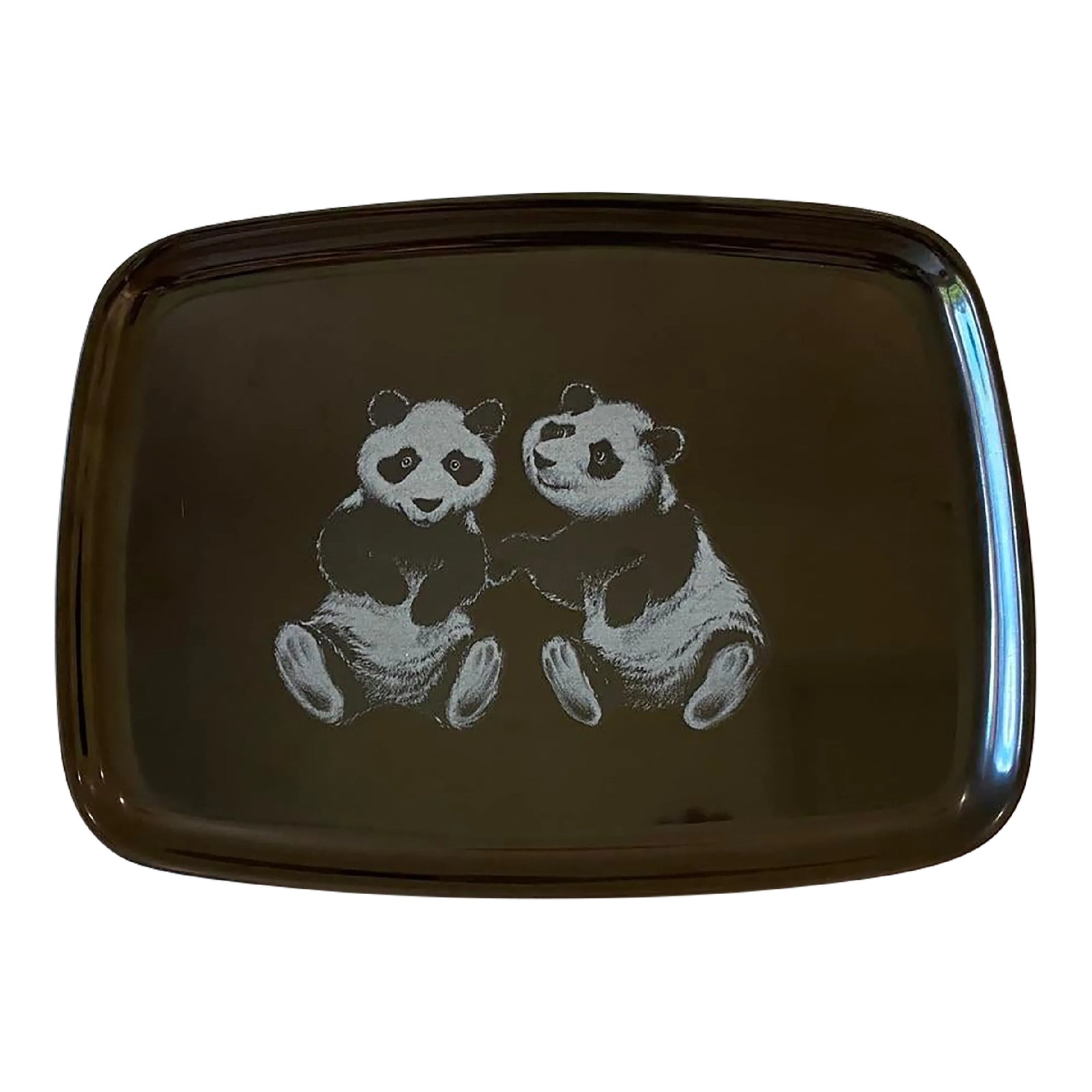 Late 20th Century Couroc Panda Bear Small Tray | Chairish