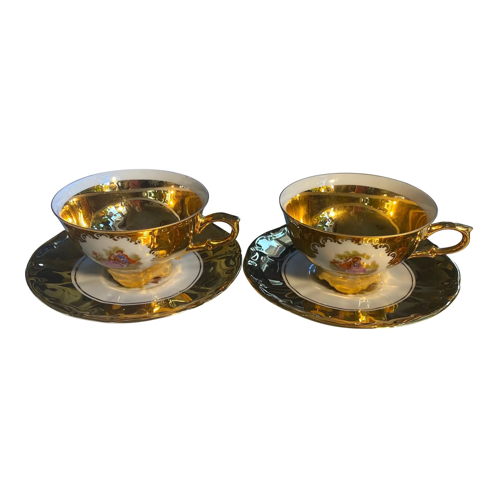 1950s Stw Bavaria Germany Courting Couple Demitasse Tea Cups & Saucers ...