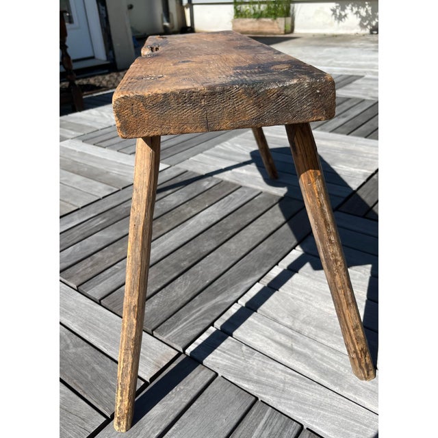 Primitive Milking Bench in Pine | Chairish