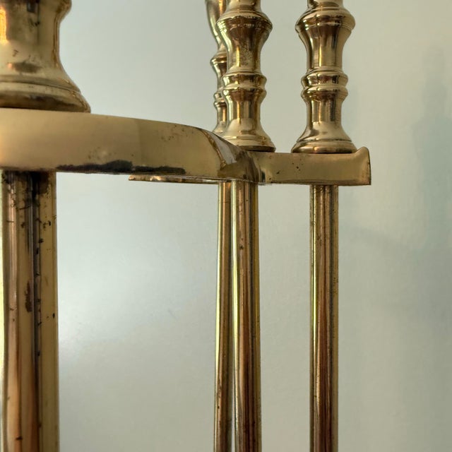 Vintage Polished Brass Fireplace Tool Set | Chairish
