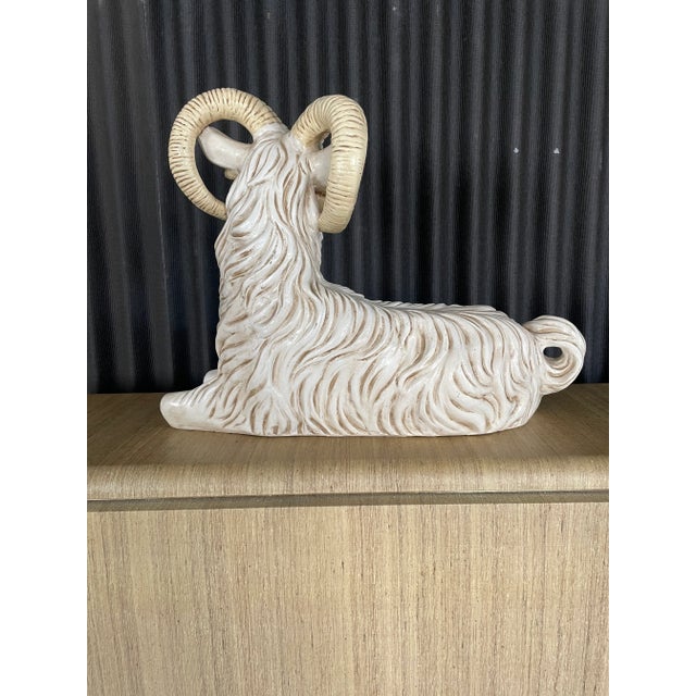 1960s Large Italian Ceramic Bighorn Ram Sculpture | Chairish