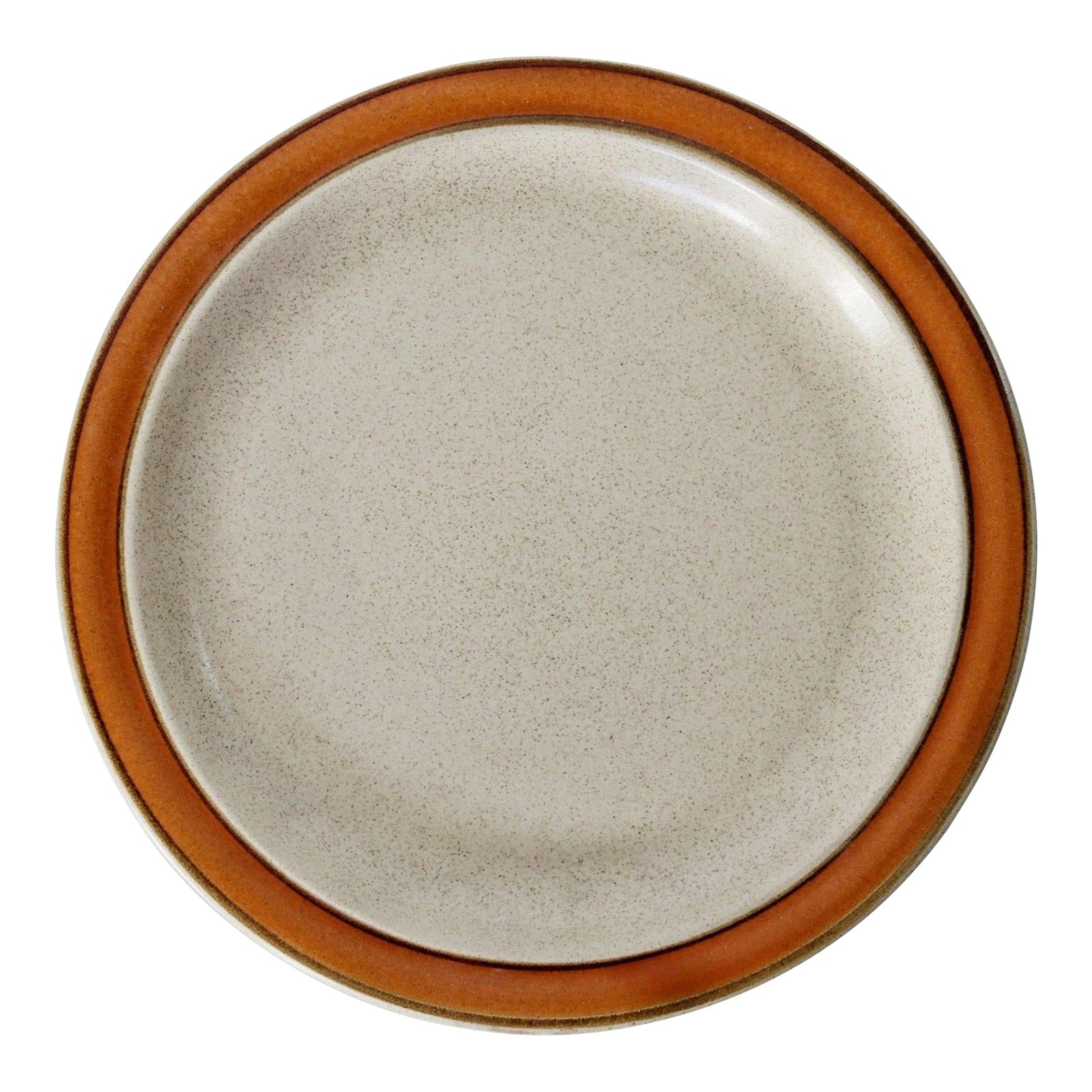 1960s Orange Banded Specked Stoneware Chop Plate | Chairish
