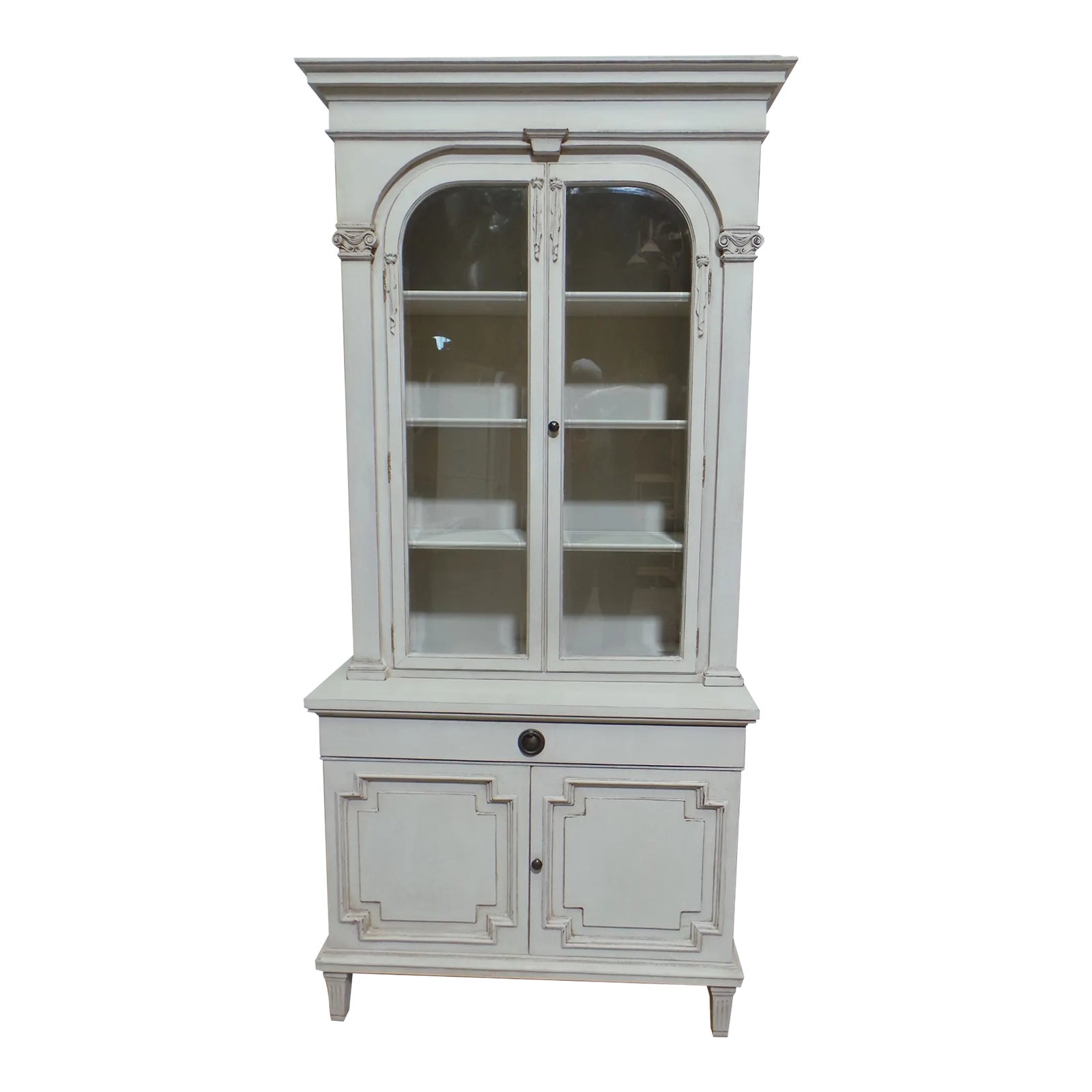 Gustavian Style 2 Door Glass Top Cabinet | Chairish