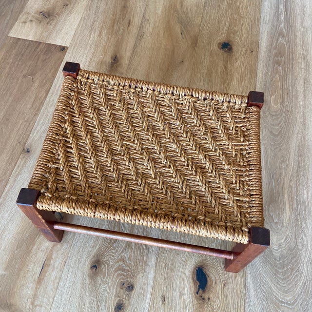 Vintage Danish Woven Seagrass And Wood Stool Chairish