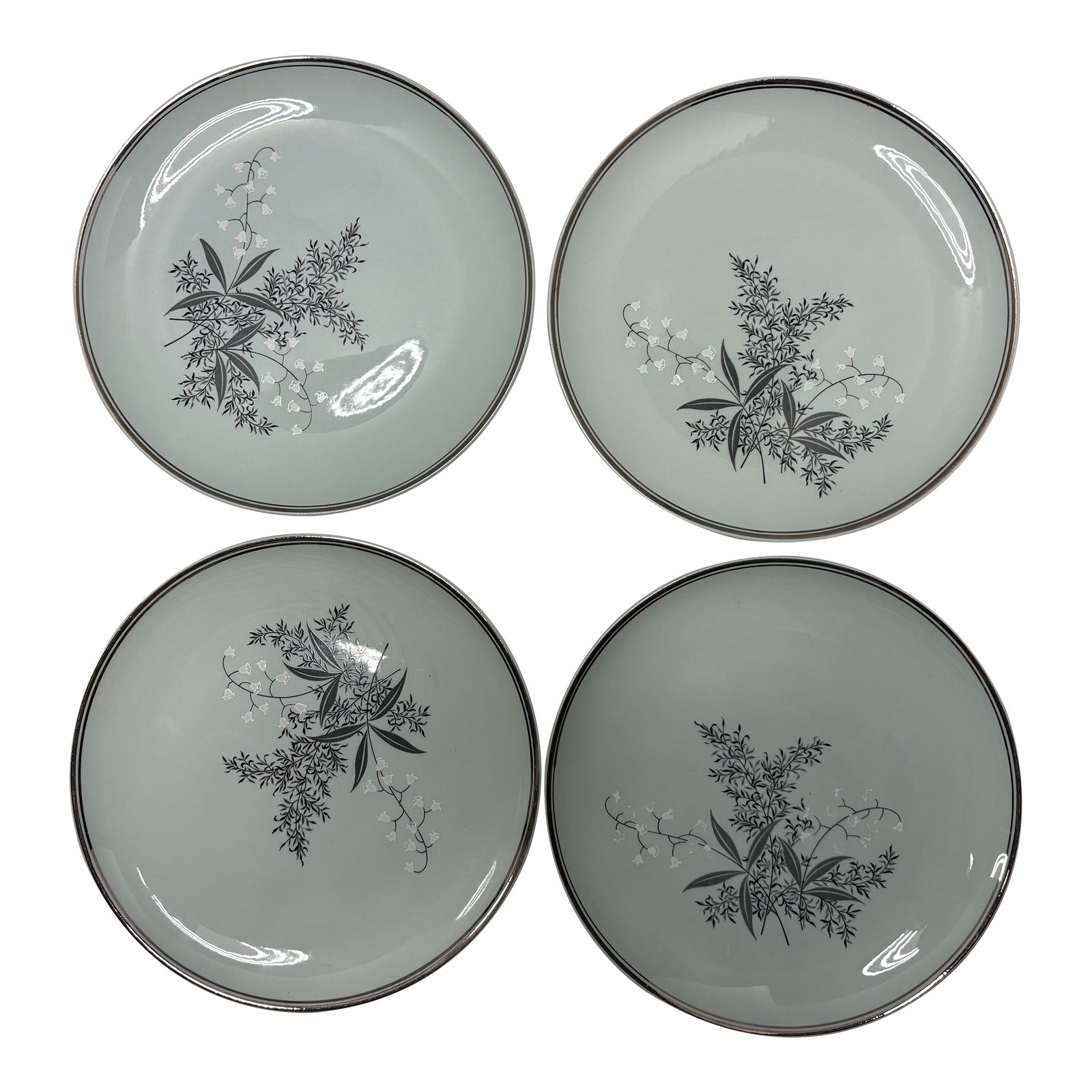 Mid 20th Century Celadon Green Lady Empire “Permacal” Dinner Plates ...