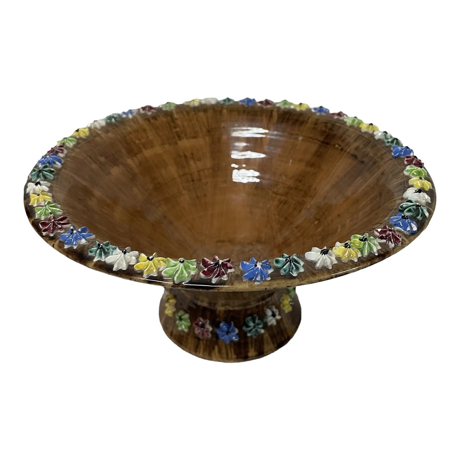 1980s Elbee Hand Painted Italian Pottery Bowl Trimmed in Raised ...