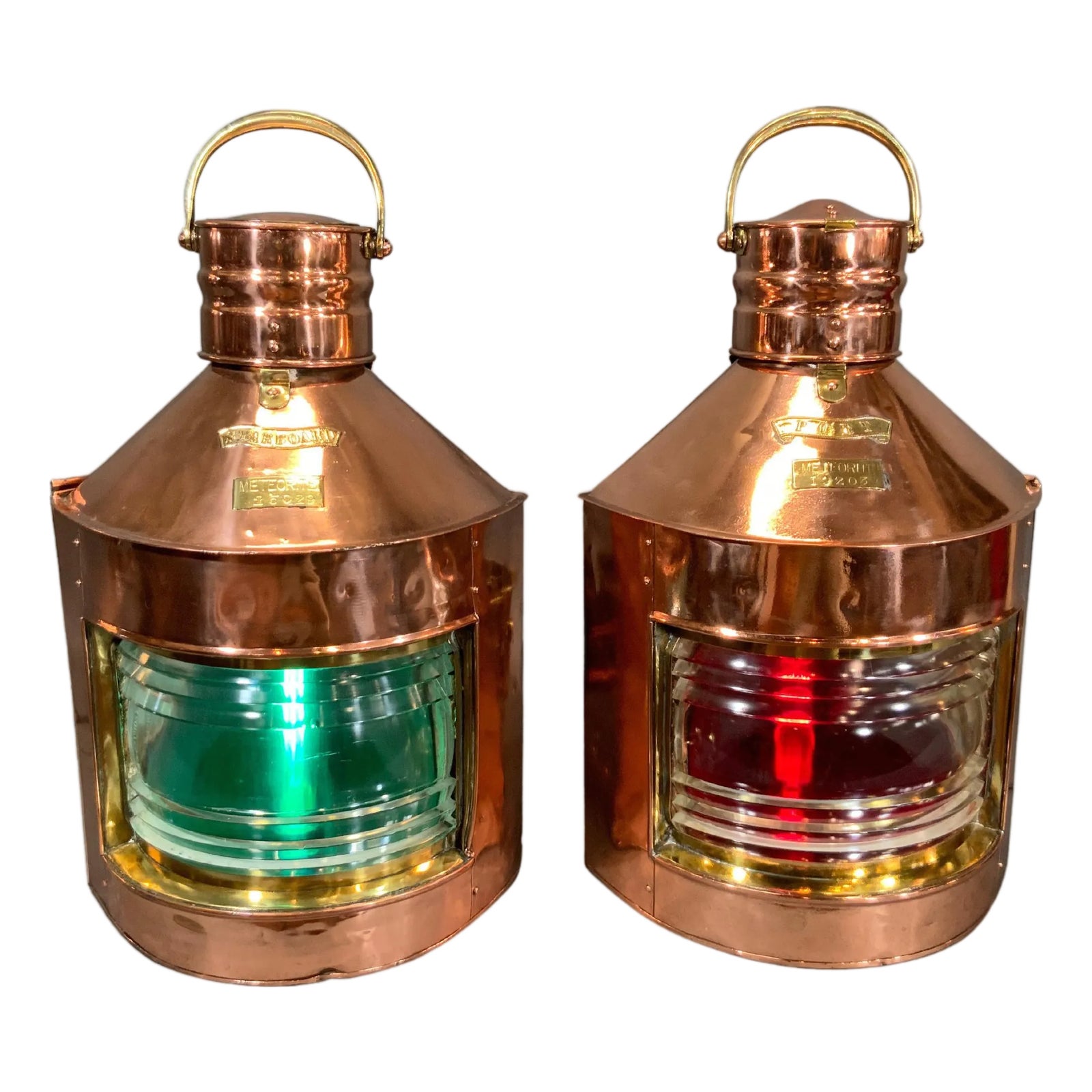 Pair of Copper Port and Starboard Ships Lanterns by Meteorite, "25029 ...