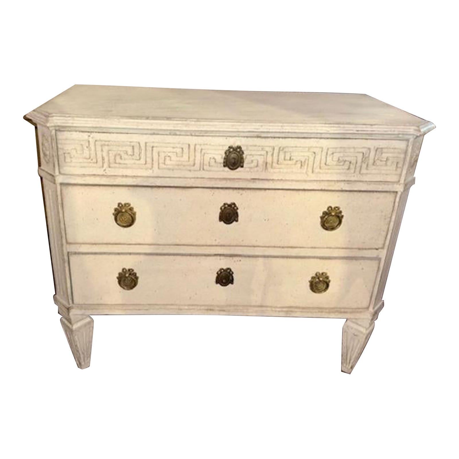 Pair of Swedish Gustavian Style Chests With Greek Key Design | Chairish