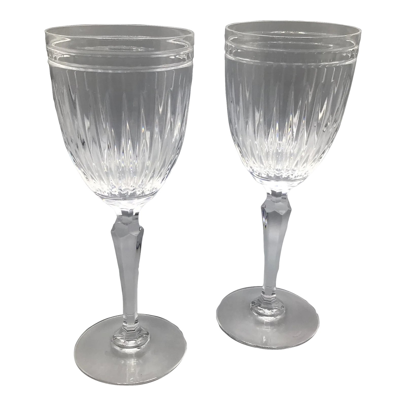 Vintage Hanover Water Goblets by Waterford Crystal - a Pair | Chairish