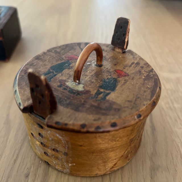 Antique Signed Danish Miniature Tini Wood Box With Tomken | Chairish