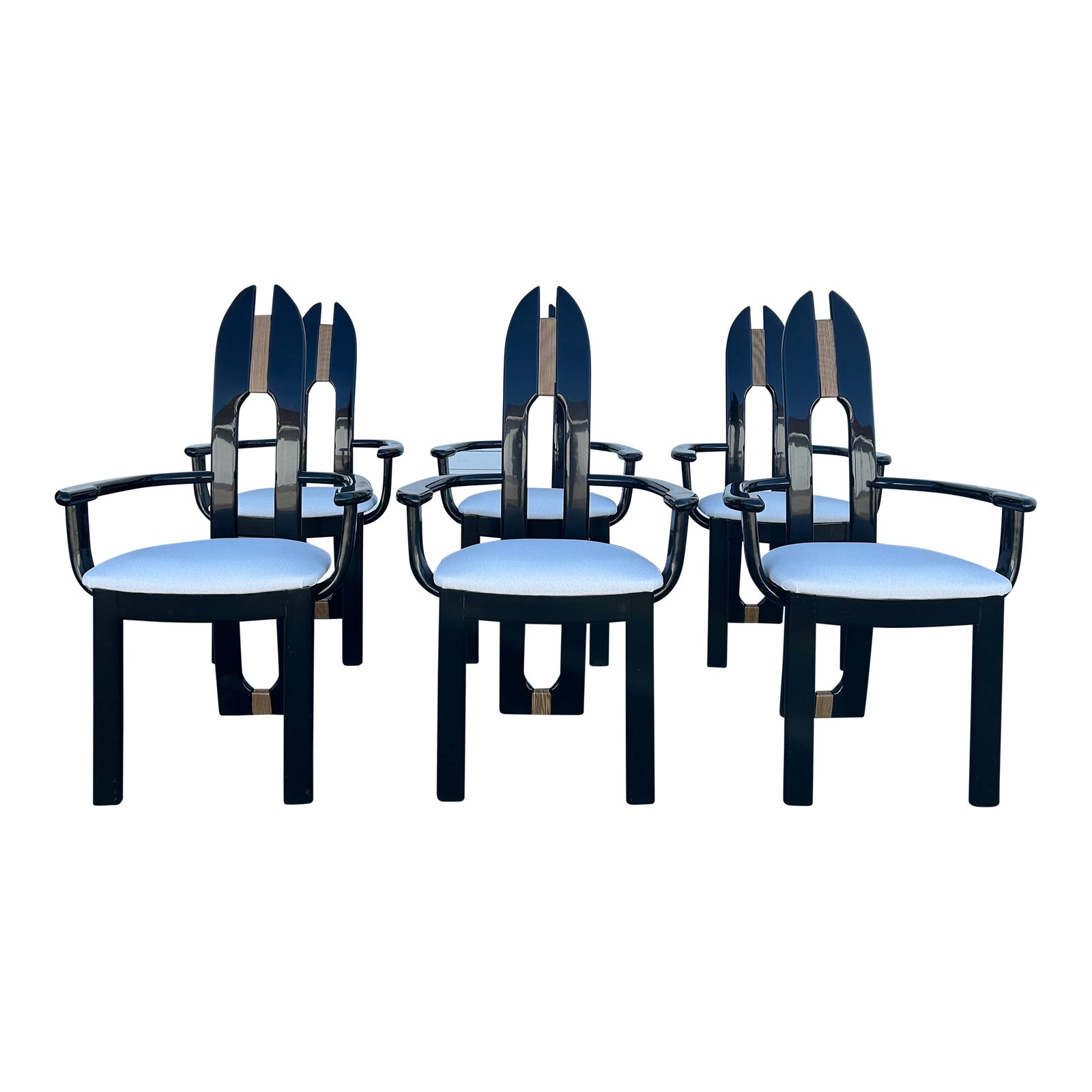 1980s Set of 6 Reupholstered Italian Avant Garde Dining Armchairs ...