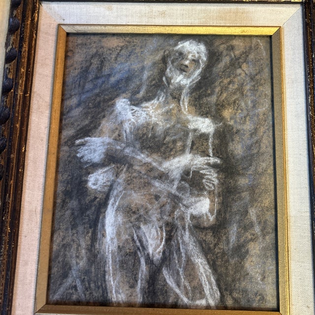 1970’s Original Abstract Expressionist Male Figure Charcoal Drawing ...