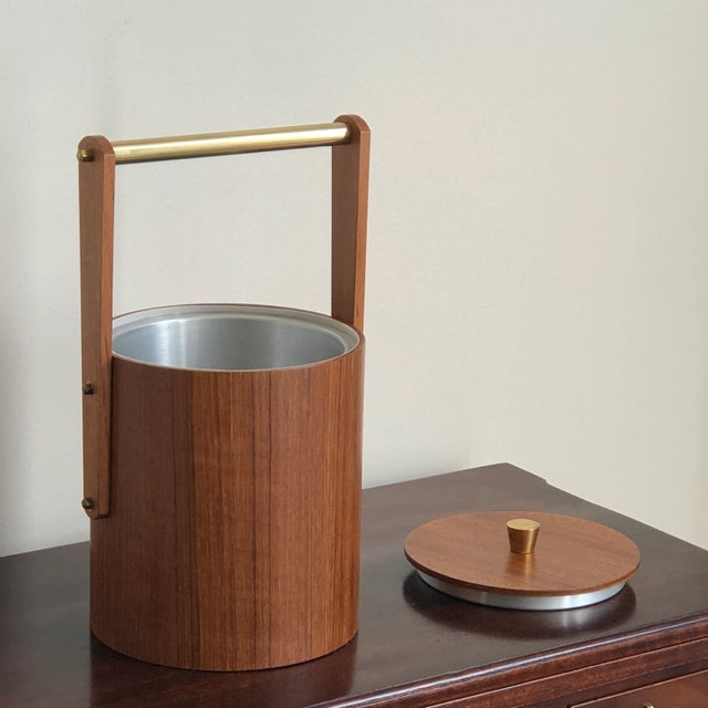 1960s Mid-Century Modern Teak & Brass Ice Bucket | Chairish