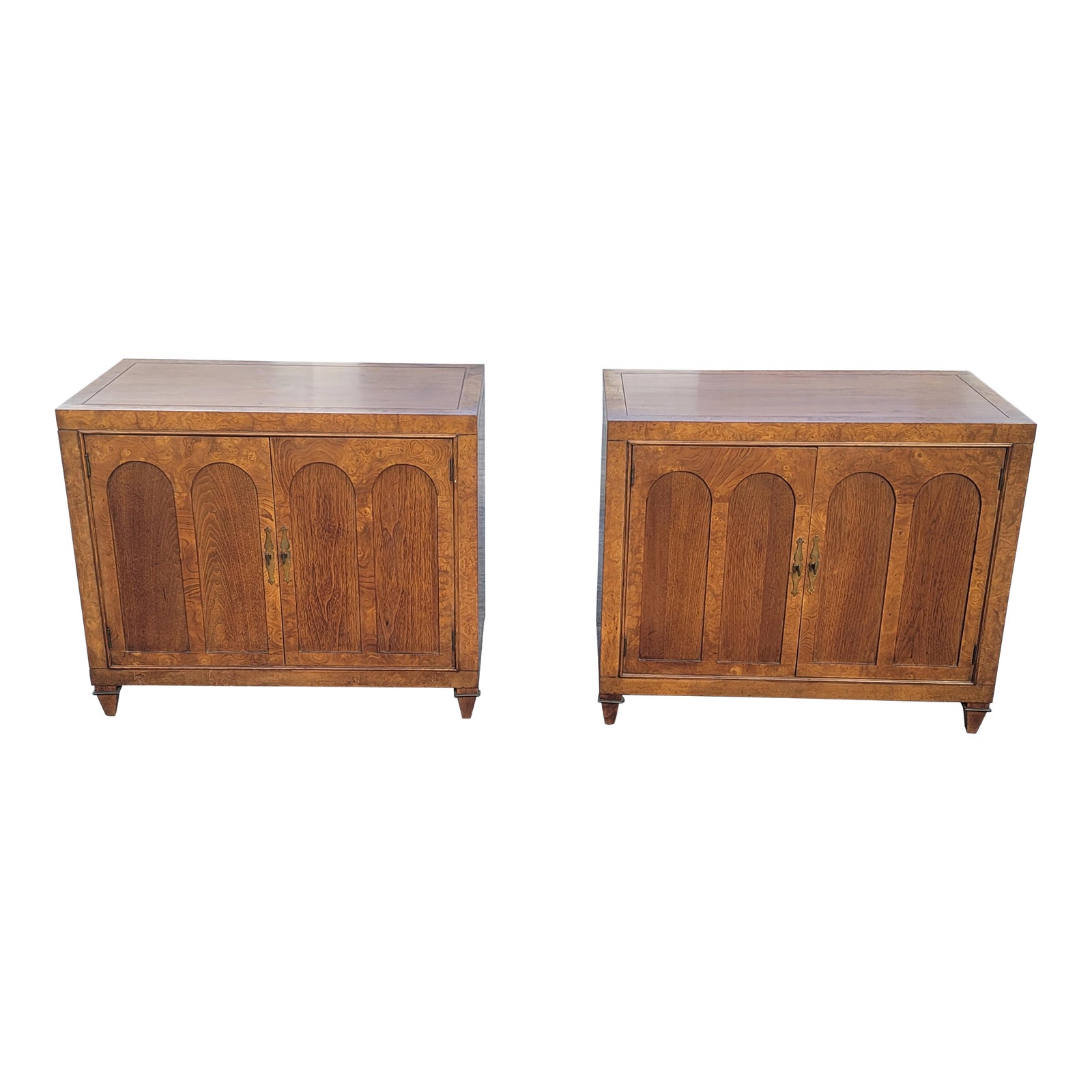 Pair of 1960s Mastercraft Burled and Walnut Colonnade Cabinets Credenza ...