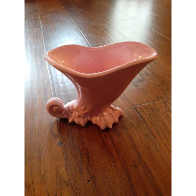 1950s McCoy Usa Pink Ceramic Cornucopia Vase | Chairish