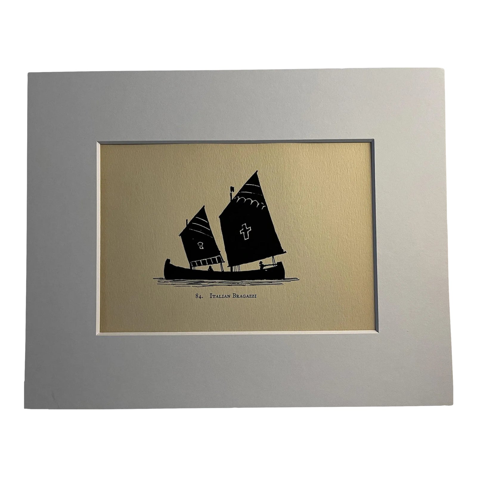 1929 Italian Bragazzi Ship Silhouette Print | Chairish