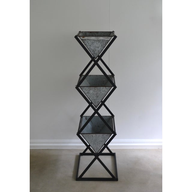 Industrial Three Tier Wrought Iron and Steel Stand | Chairish