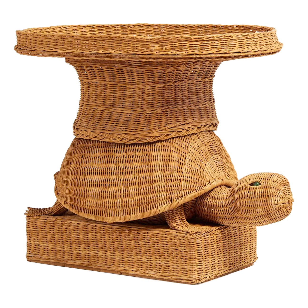 Vintage Italian Wicker Turtle Stand or Table | Chairish