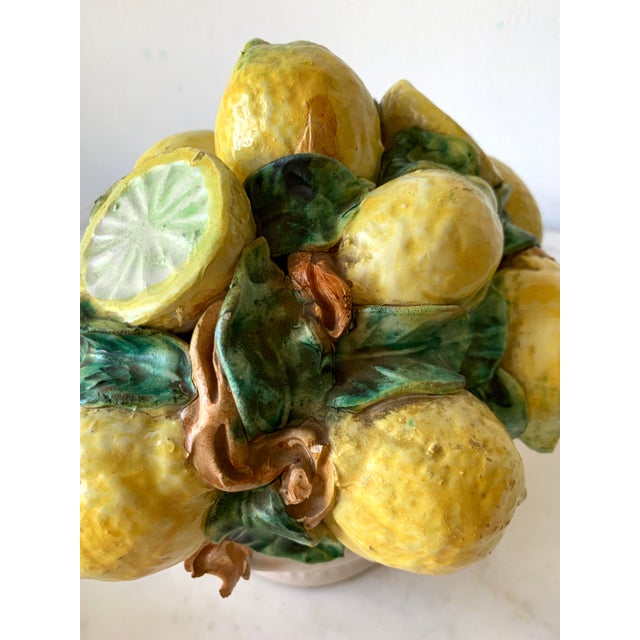 Vintage Italian Majolica Ceramic Lemon Basket Topiary Centerpiece ...