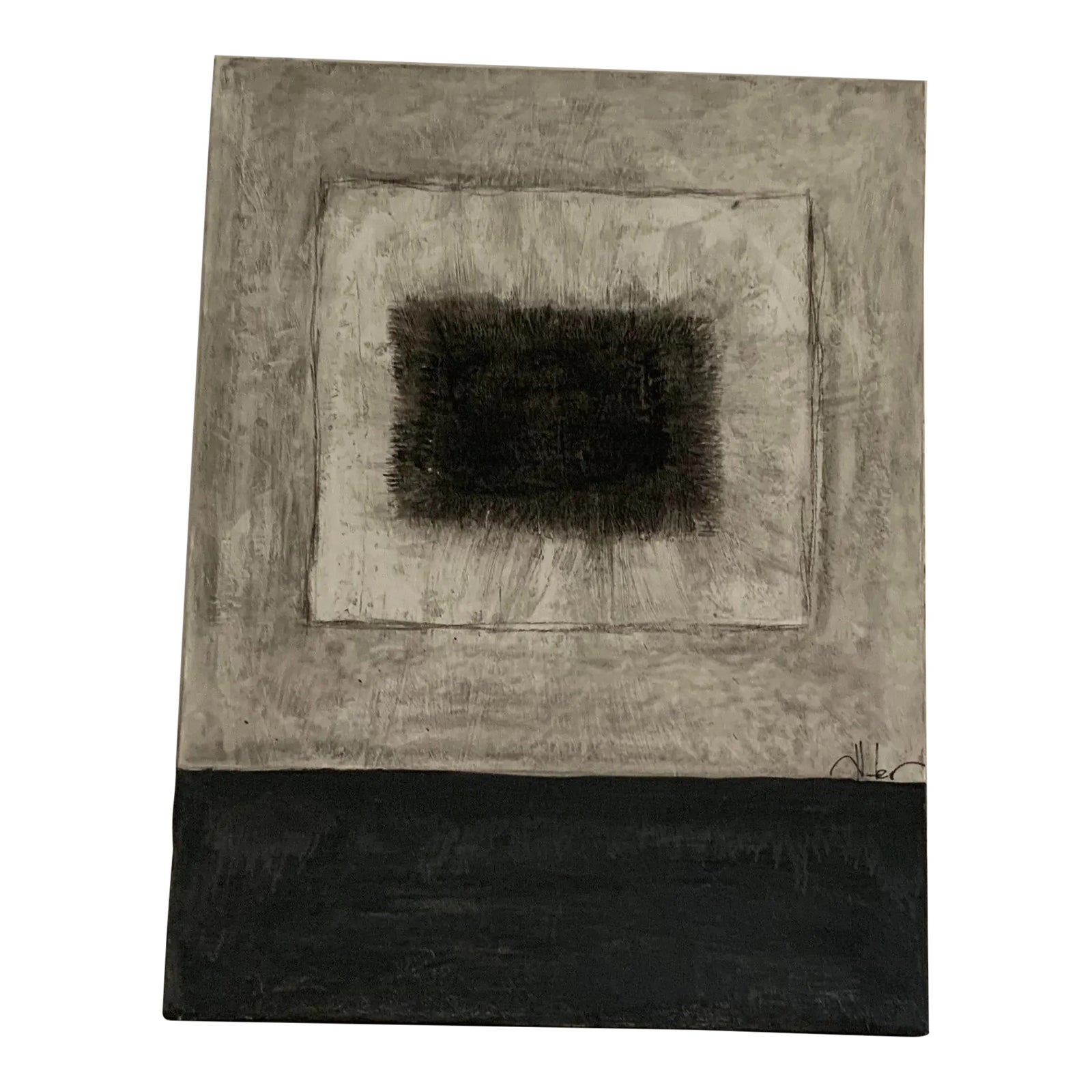 “Black, White, Gray Contrast” Minimalist Plaster Painting by Allen Kerr ...