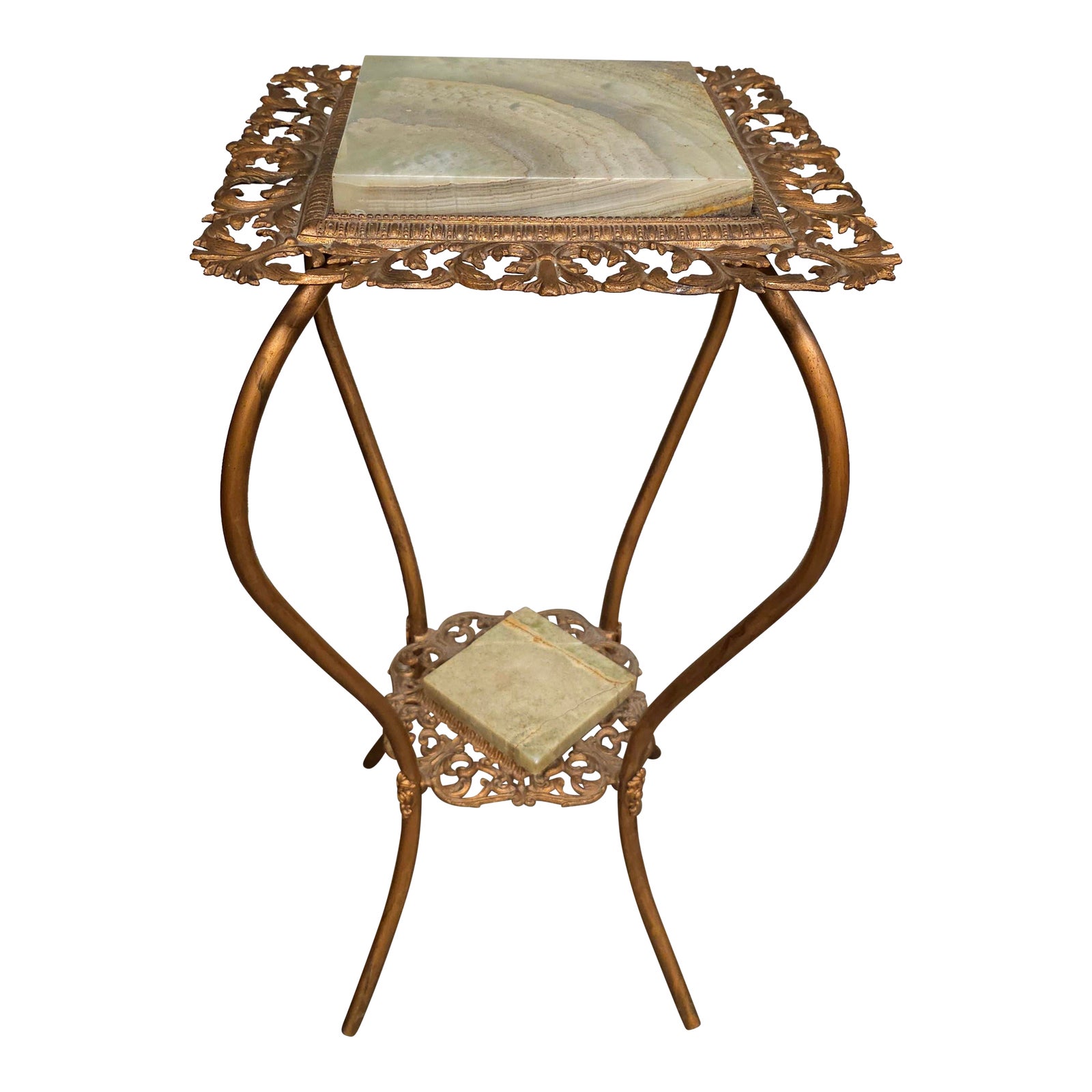 Late 19th Century Victorian Brass Galleried and Onyx Top Pedestal Plant ...