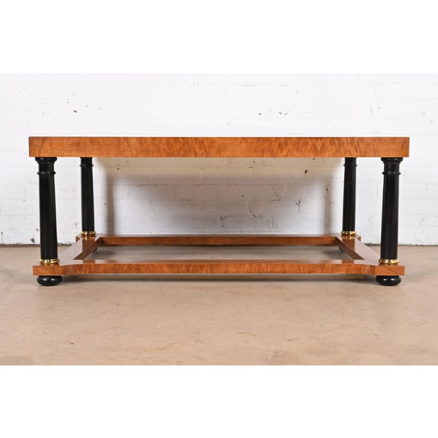 Baker Furniture French Empire Inlaid Cherry and Burl Wood Coffee Table ...