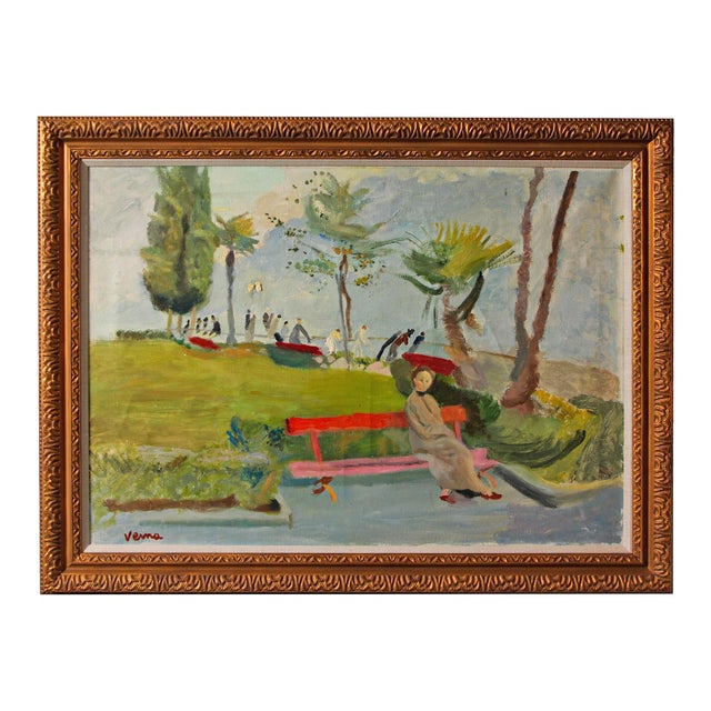 "Germaine Verna Promenade at Muralto, Lake Lugano" Modern Figurative ...