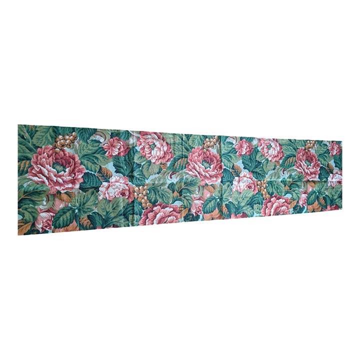 Vintage Fabricut Green and Pink Cabbage Rose Grandmillenial Valance ...
