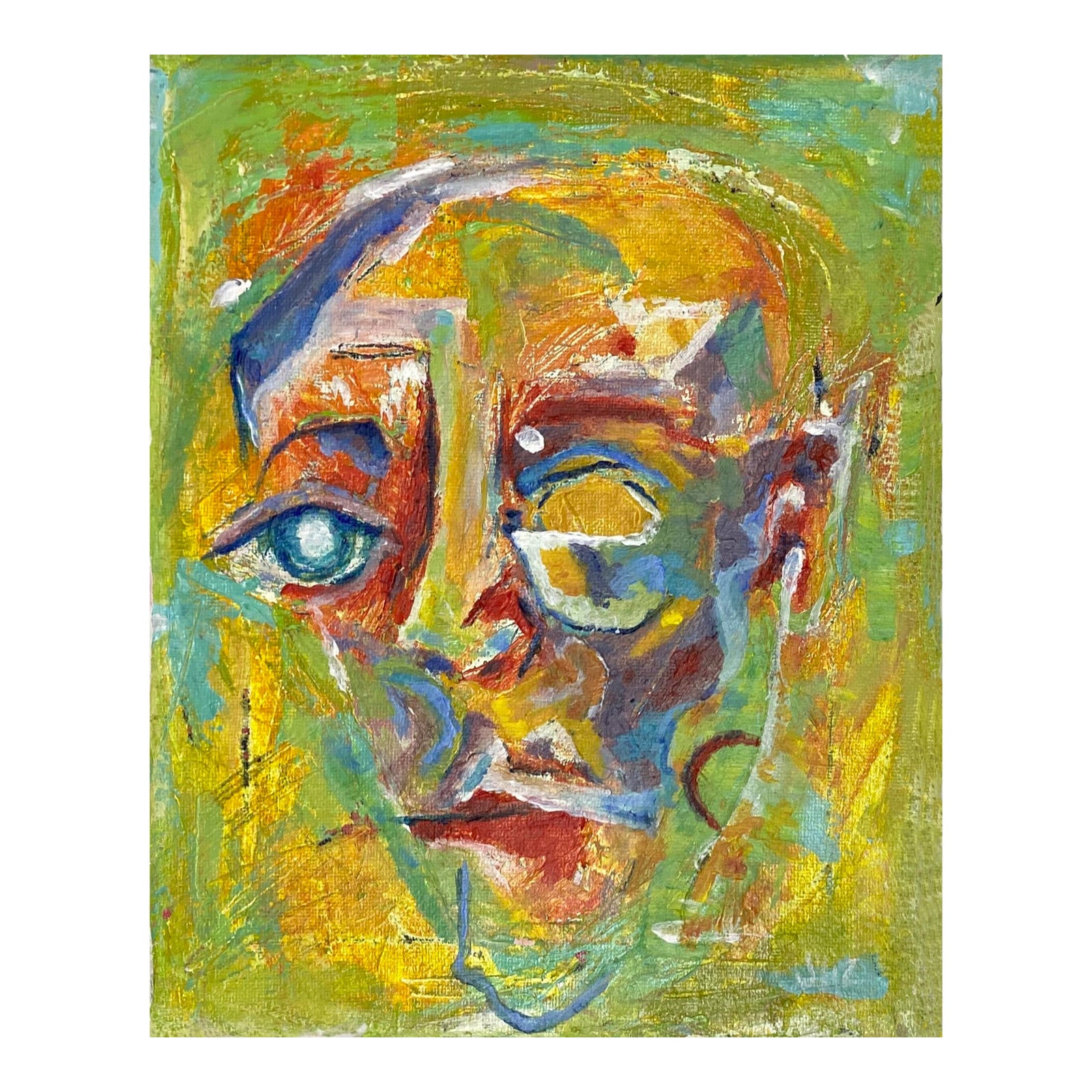 Modern Oil Painting Portrait of Man | Chairish