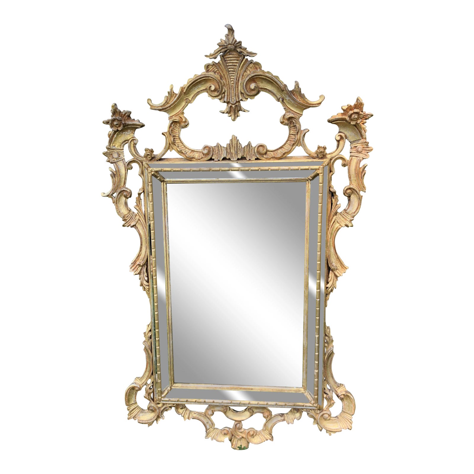 1970s Italian Rococo Rectangular Gilt Mirror by La Barge | Chairish
