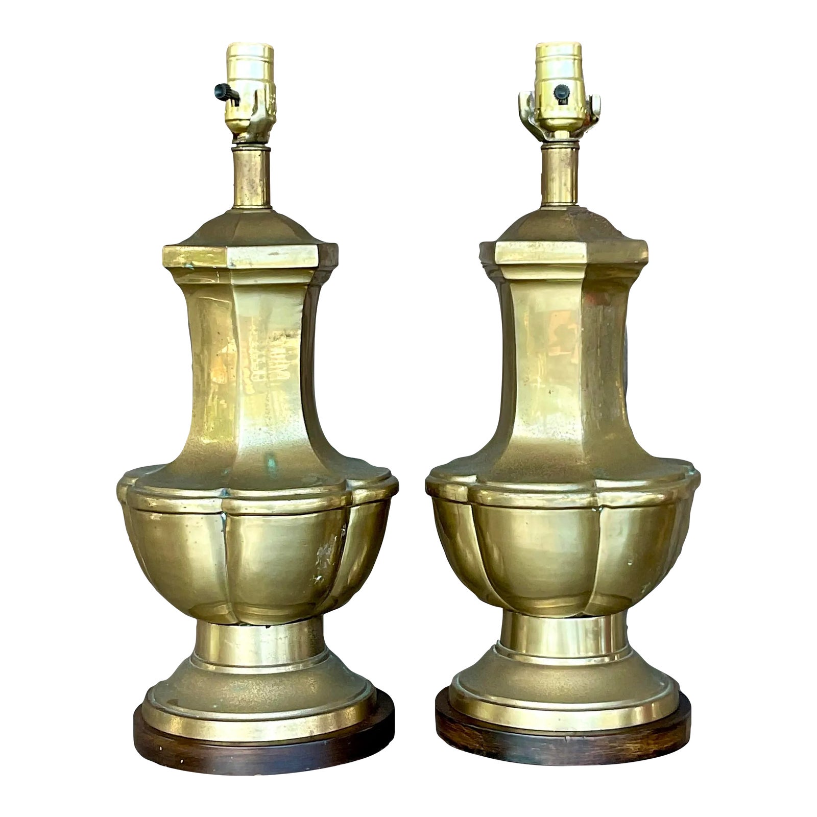 Vintage Regency Frederick Cooper Brass Lamps - a Pair | Chairish