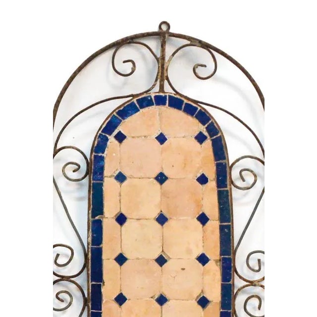 Terracotta Tile Wall Sconce With Candle Cup Blue Accents | Chairish
