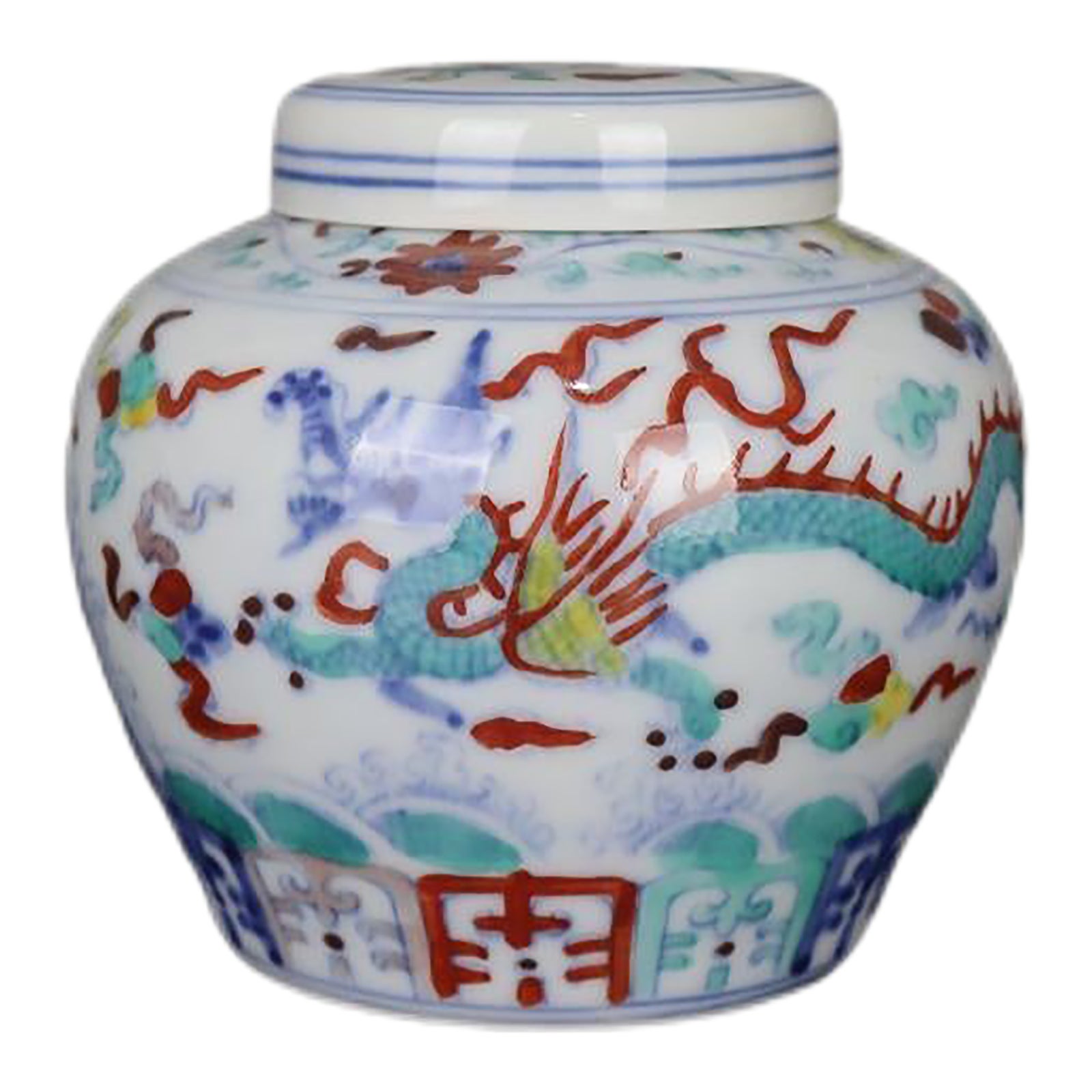 Early 20th Century Chinese Ceramic Tea Jar China Blue and White Doucai ...