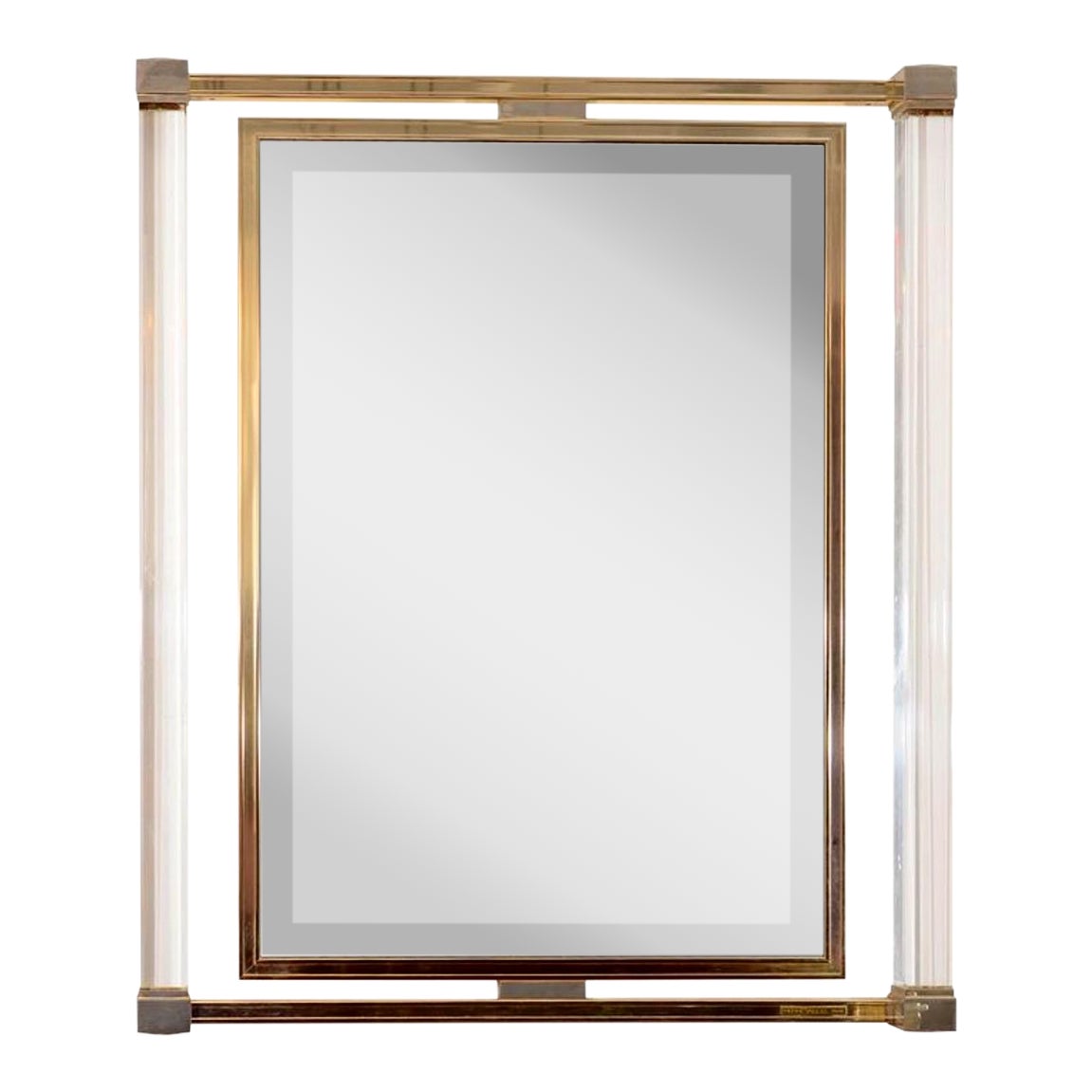 1970s Pierre Vandel Paris Mirror. Signed. Lucite and Gilt Brass Frame ...