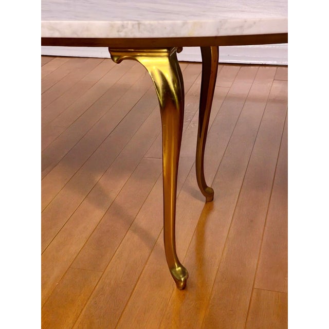Mid 20th Century Italian Brass and Marble Oval Coffee Table | Chairish