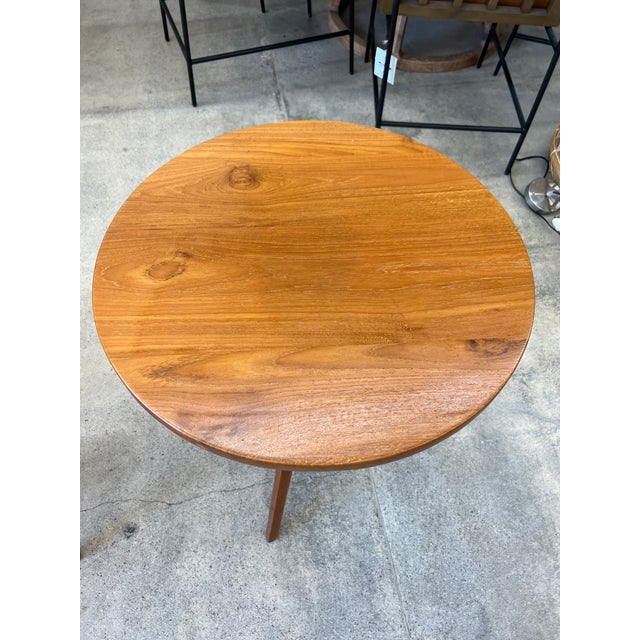 Round Teak Side Tables - a Pair | Chairish