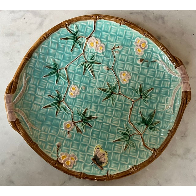 19th Century Majolica Platter by Simon Fielding | Chairish