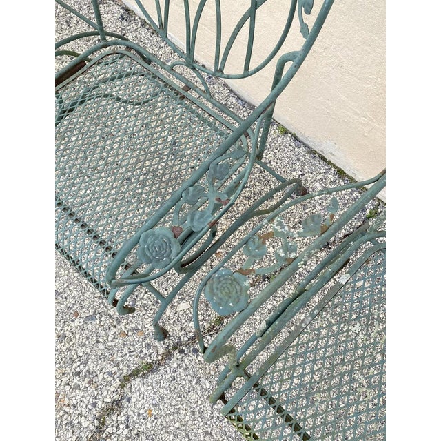 Mid 20th Century Wrought Iron Green Woodard Rose Style Garden Patio ...